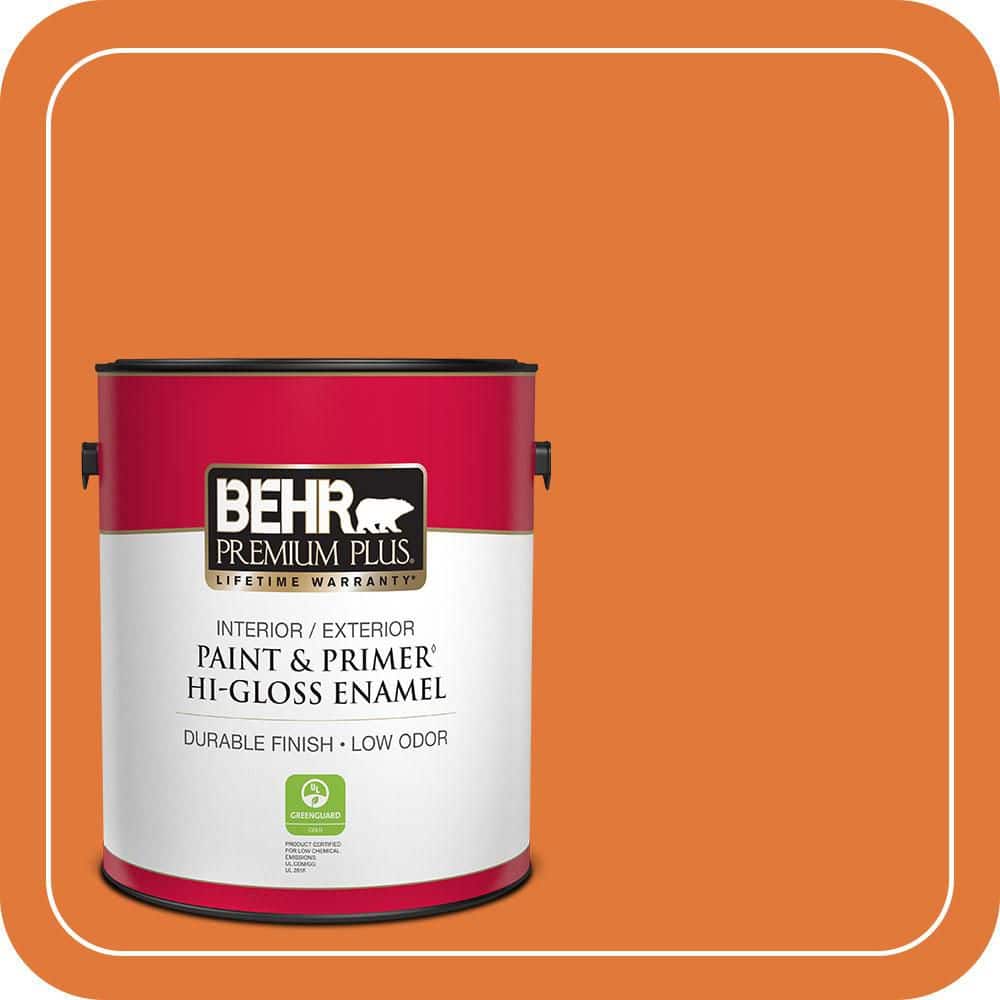 BEHR PREMIUM PLUS 1 gal. #S-G-260 Citrus Blast Hi-Gloss Enamel Interior ...