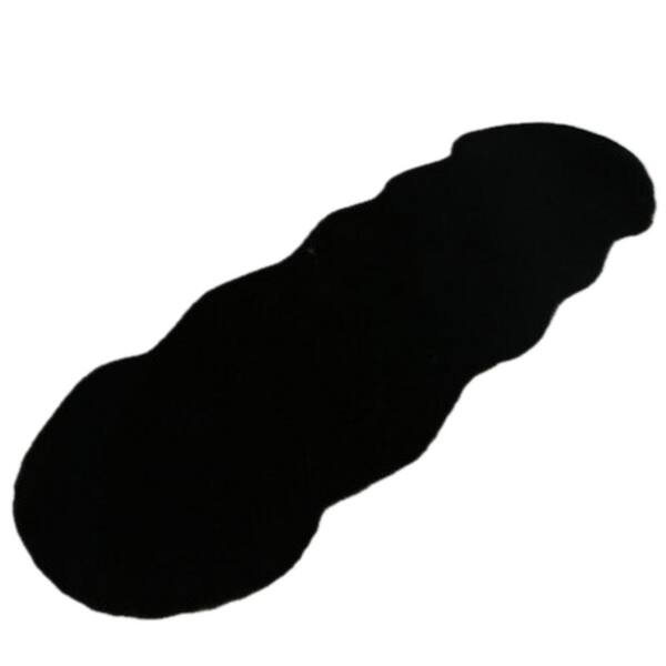 Latepis Mmlior Black 2 ft. x 6 ft. Soft Faux Rabbit Fur Specialty Area ...