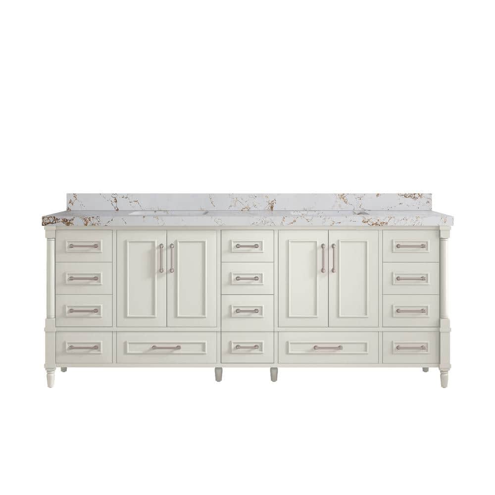 Willow Collections Hudson 84 in. Double Sink Freestanding Alabaster ...