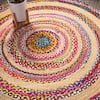 JONATHAN Y Isla Round Boho Braided Rag & Jute Multi/Natural 7' Round ...