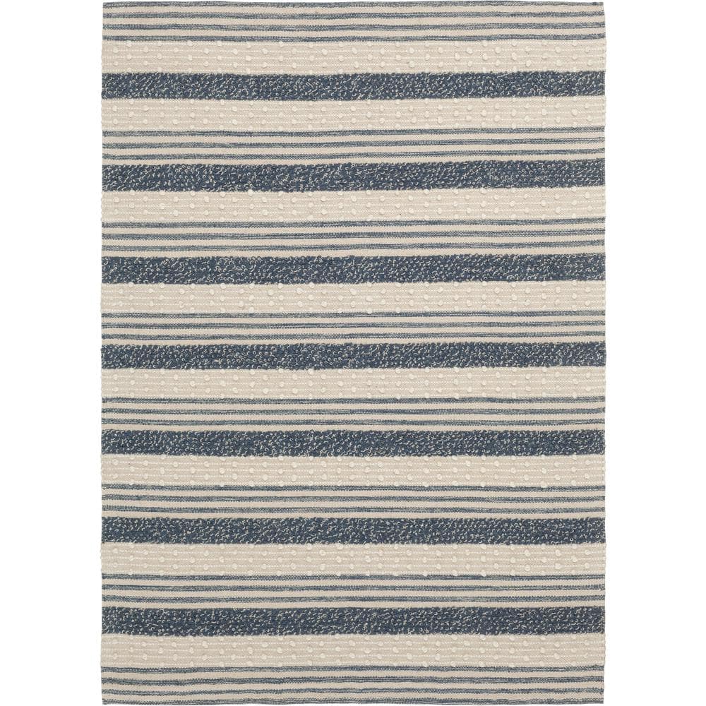 PRIVATE BRAND UNBRANDED Bazaar Ruggle Blue 8 ft. x 10 ft. Striped ...