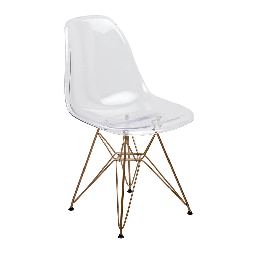 Design Guild Banks Clear Armless Side Chair with Gold Legs 1230122 ...