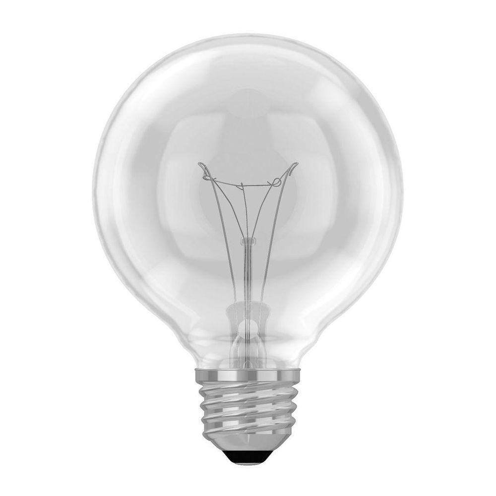 GE 25-Watt Incandescent G25 Globe Double Life Crystal Clear Light Bulb ...