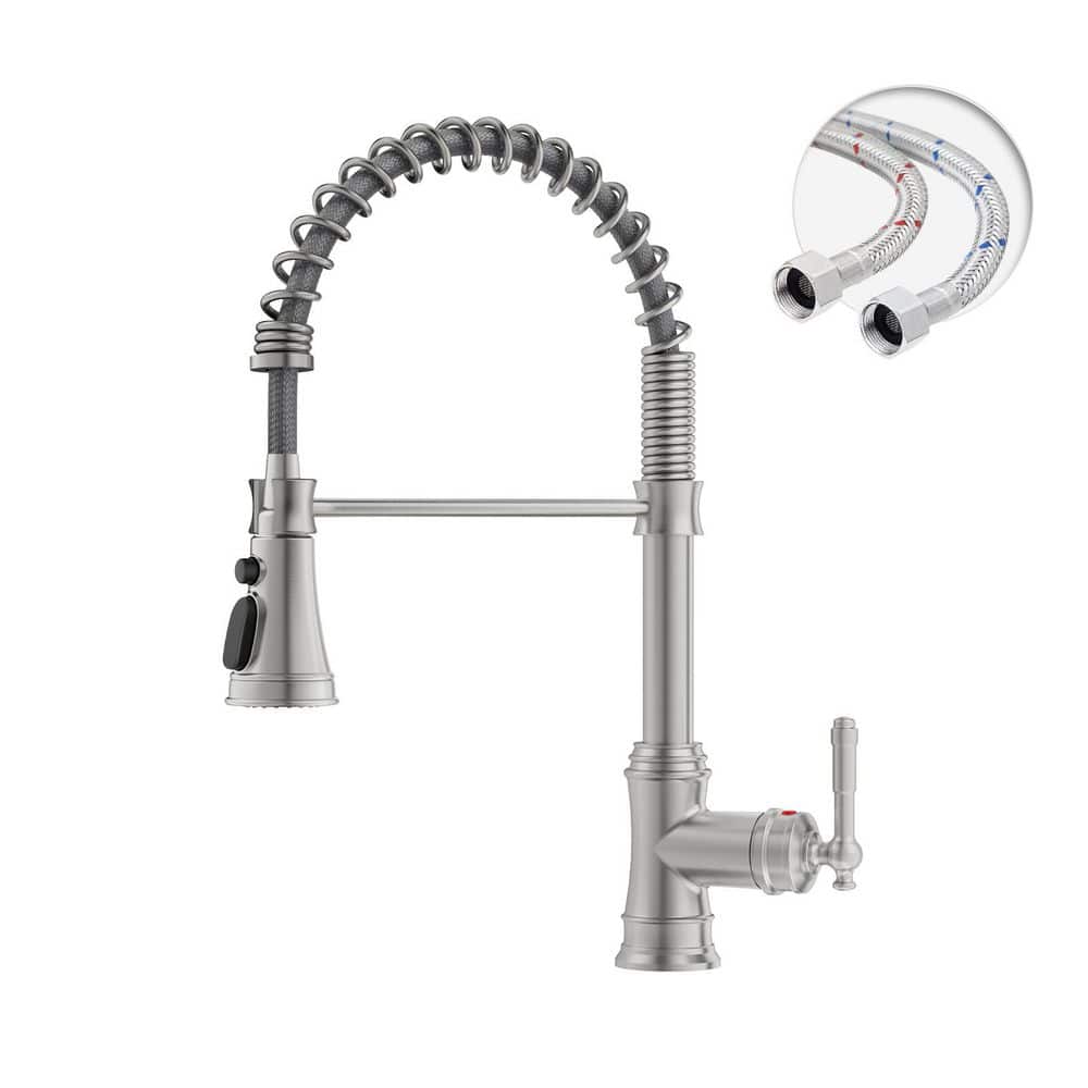 BWE Single-Handle Pull-Down Sprayer Coil Spring High-Arc Kitchen Faucet ...