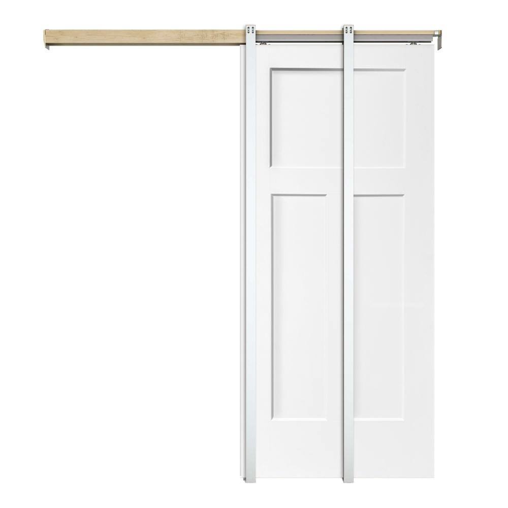 CALHOME White 36 in. x 80 in. Painted Composite MDF 3PANEL Interior ...