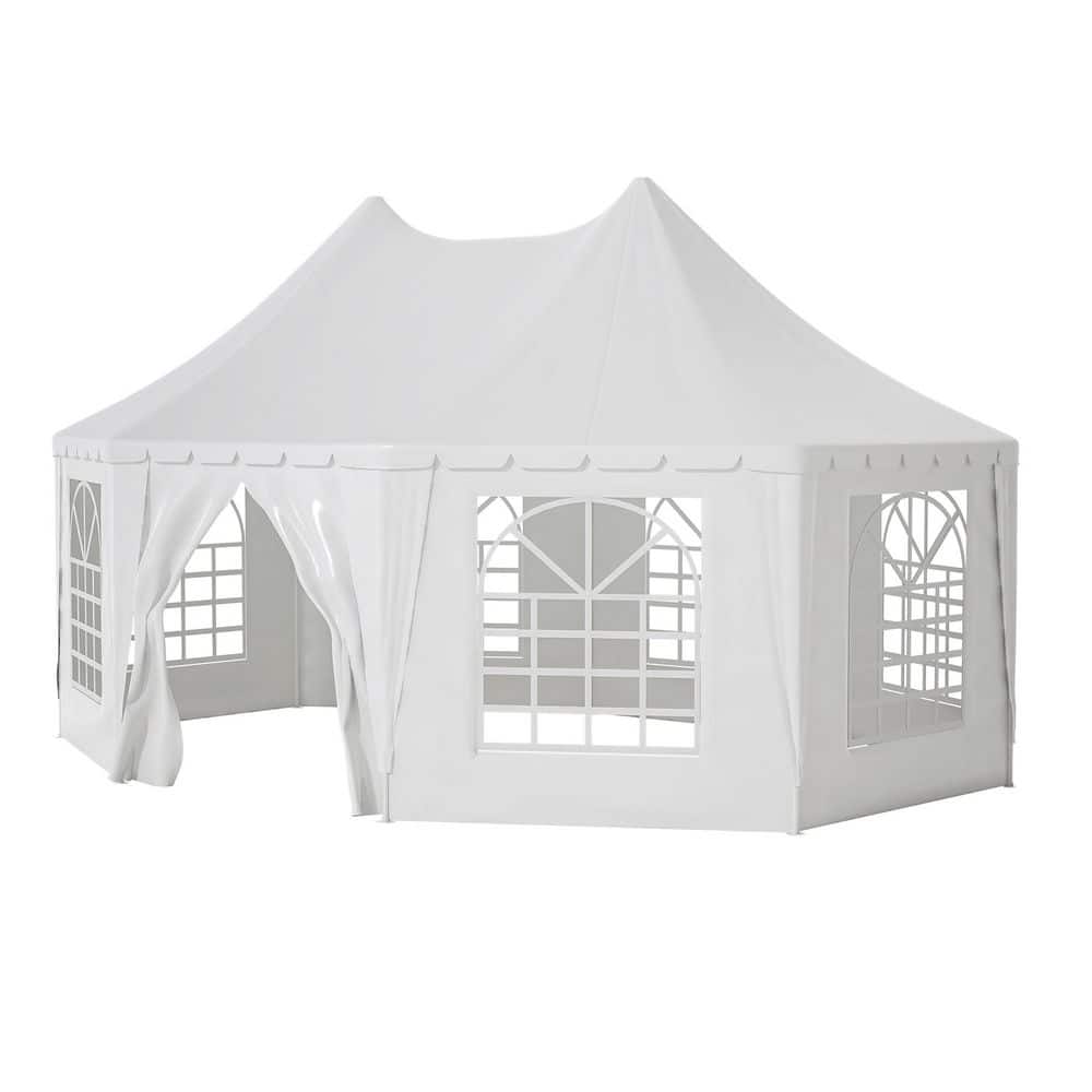 20 ft. x 15 ft. White Heavy Duty Event Tent Party Tent with 1 Doors and ...