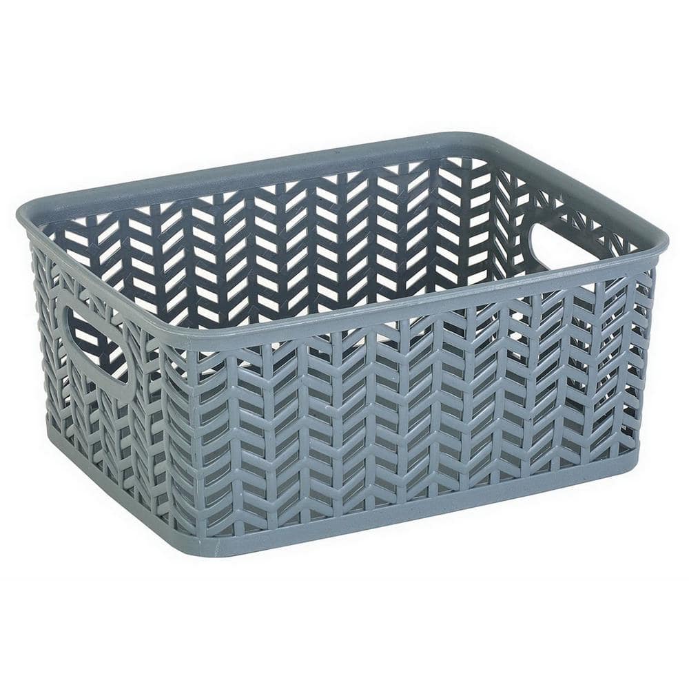SIMPLIFY 4 in. H x 8 in. W x 10 in. D Gray Plastic Cube Storage Bin ...