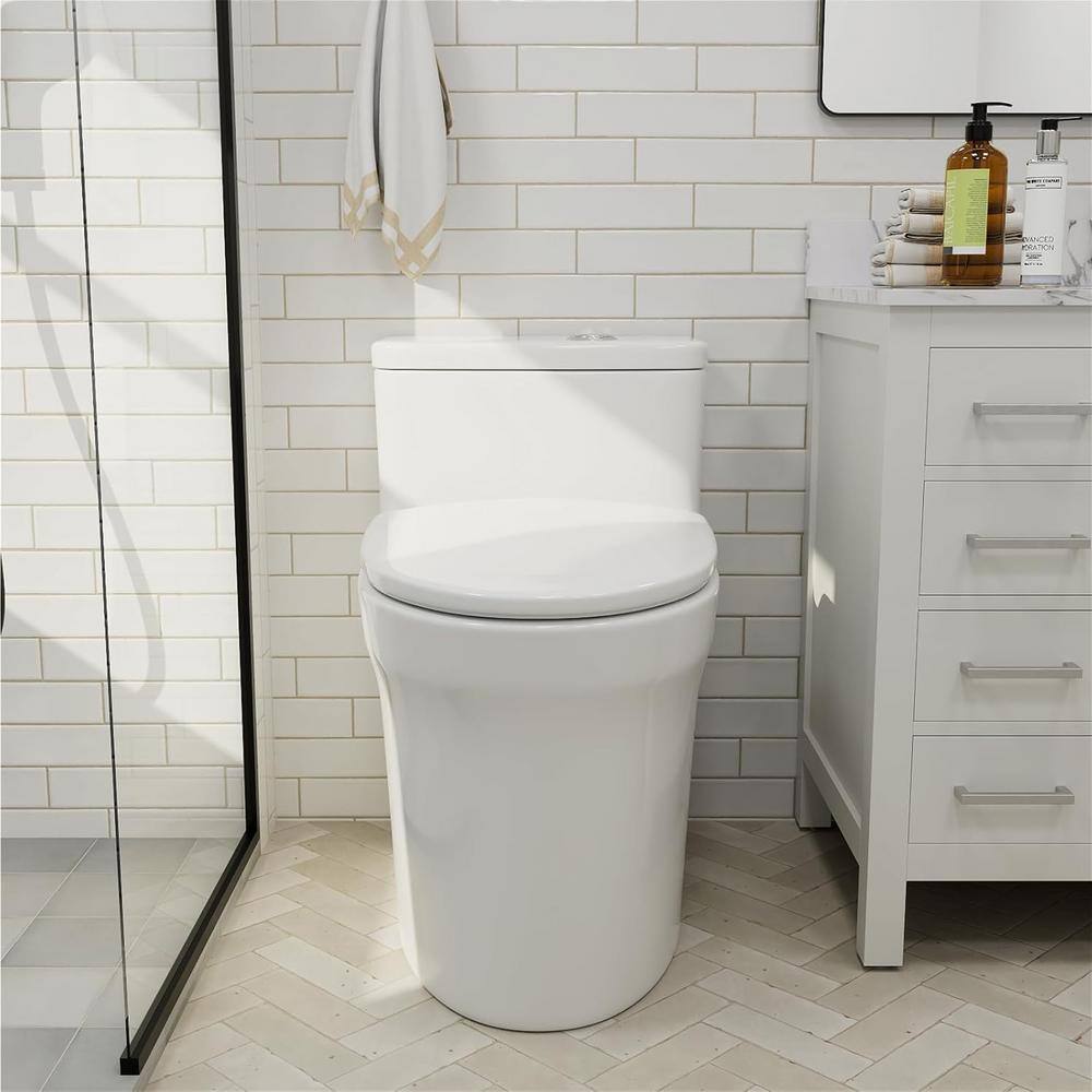 CATALINA Dual Flush Elongated 1-piece Toilet in Glossy White with 17.7 ...
