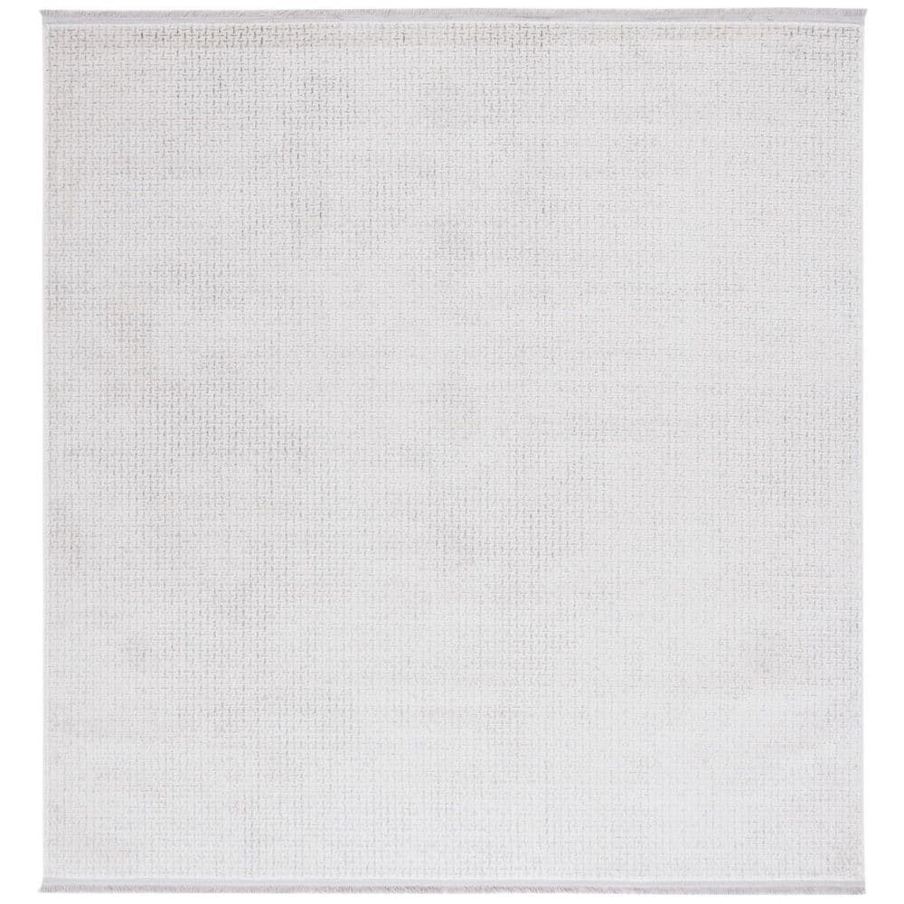 SAFAVIEH Whisper 7 ft. x 7 ft. Light Gray/Ivory Solid Geometric Square ...