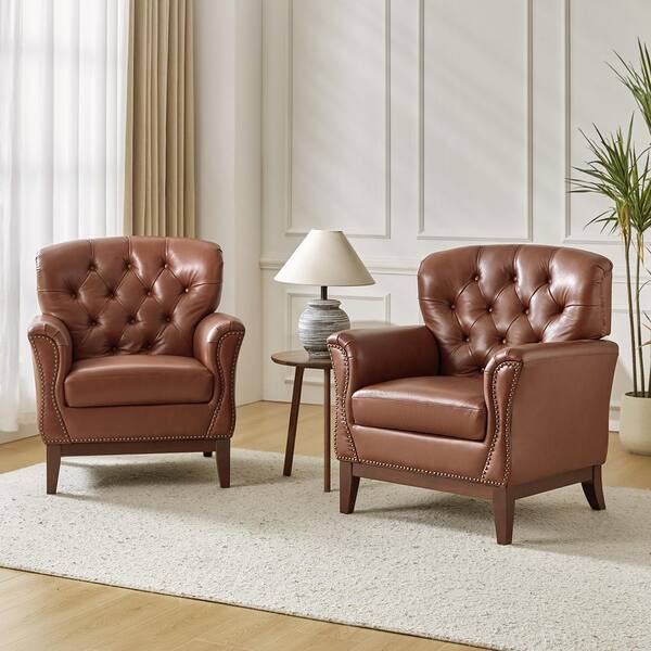 Leather accent chairs set of 2 store