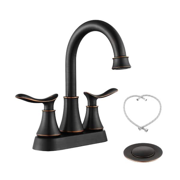 cobbe Rotatable 4 in. Centerset Double Handle Bathroom Faucet with ...