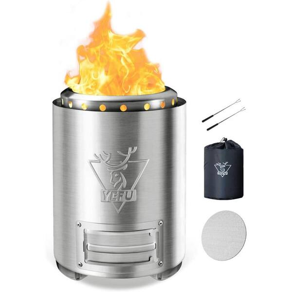 YEFU 9.7 in. H x 7.1 in. Silver Flame Intensity Control Tabletop Fire ...