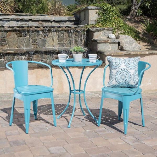Tatayosi 3-Piece Teal Metal Outdoor Patio Dining Set P-DJ-127566 - The ...