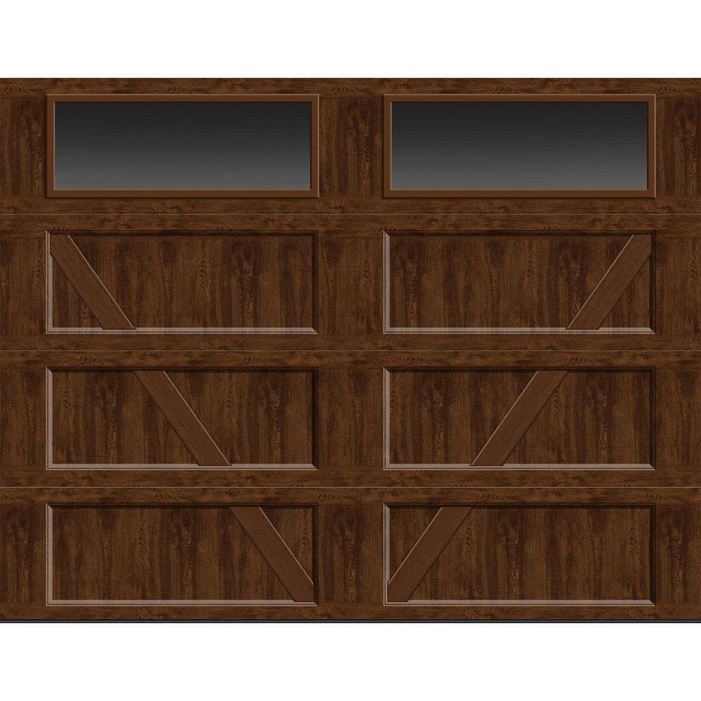 Clopay Bridgeport Steel Design V 9 ft. X 7 ft. Non-Insulated Wood-Look ...