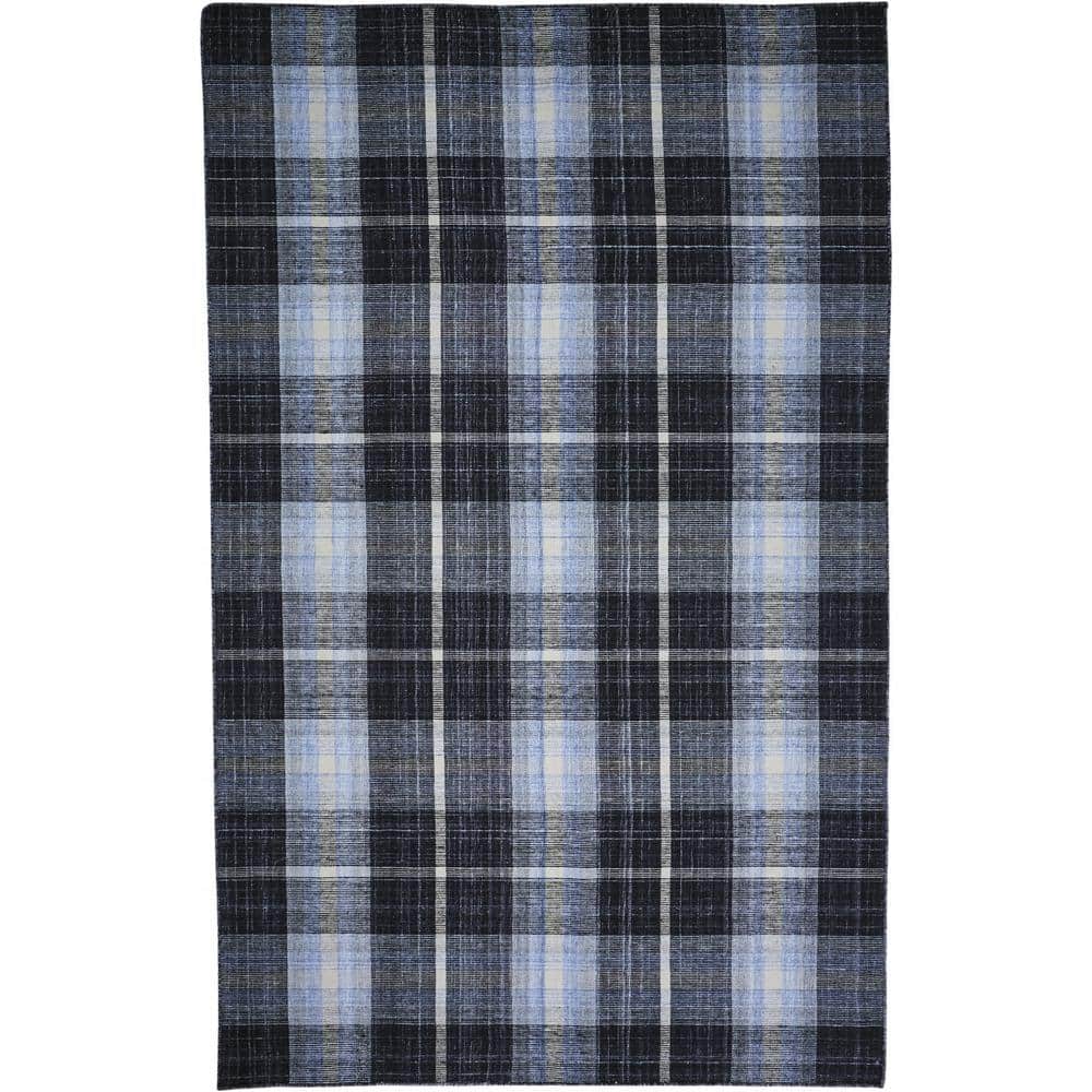 HomeRoots Black and Blue Abstract 8 ft. x 10 ft. Area Rug 2000512386 ...