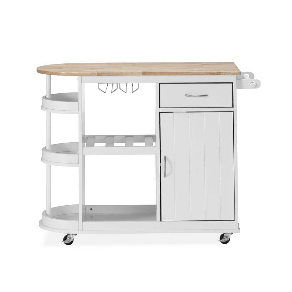Noble House Colby White Bar Cart with Drawers 71441 - The Home Depot
