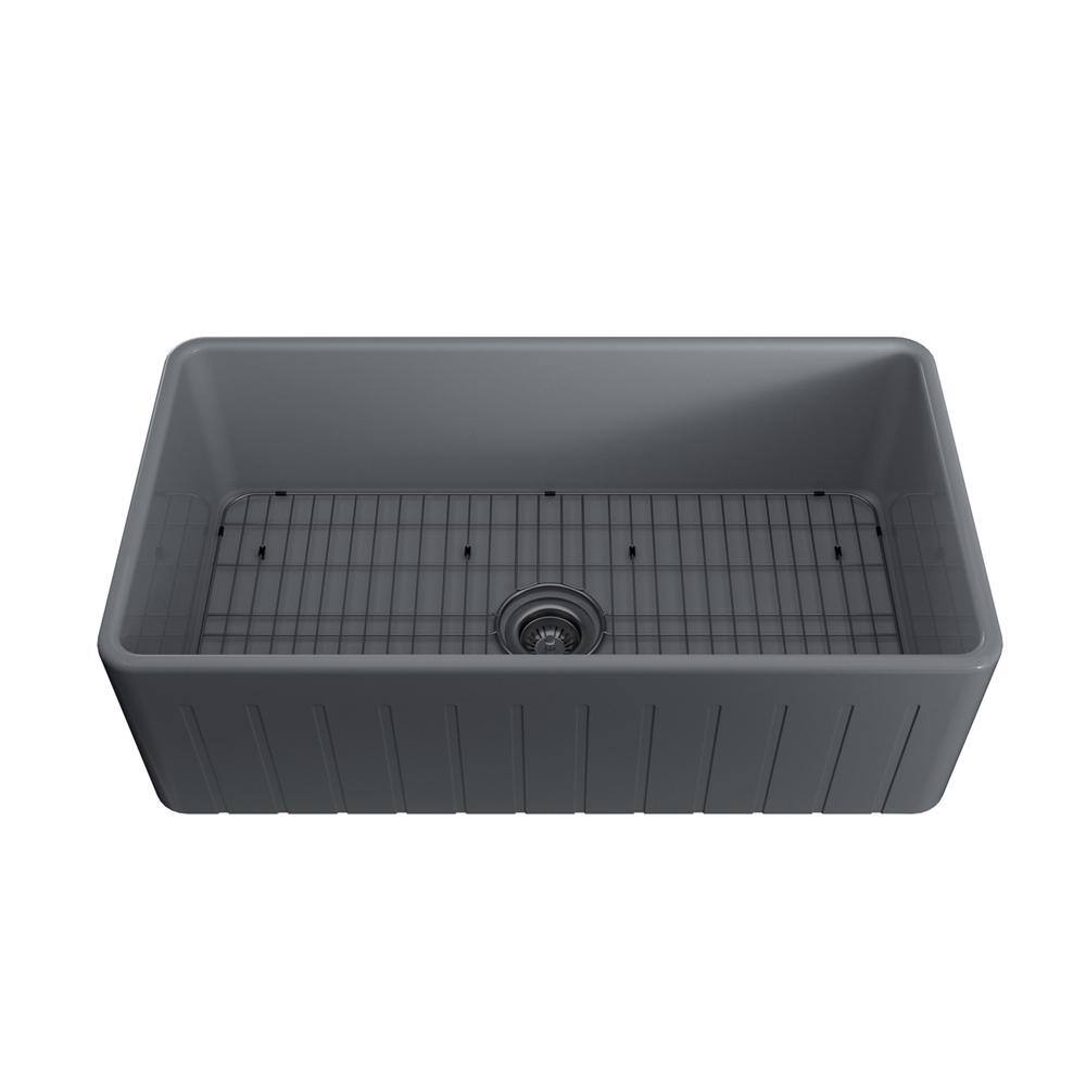 Kahomvis Farmhouse Apron 16-Gauge Stainless Steel 33 in. Single Bowl ...