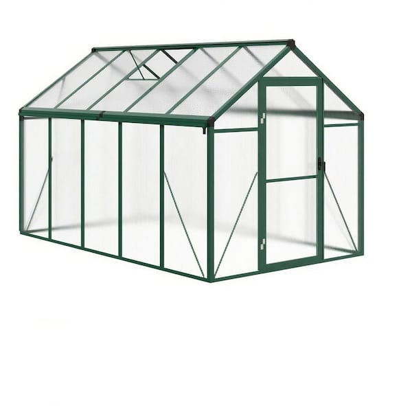 6 ft.W x 10 ft.D x 6.3 ft. H Green Aluminum Walk-in Outdoor Greenhouse ...