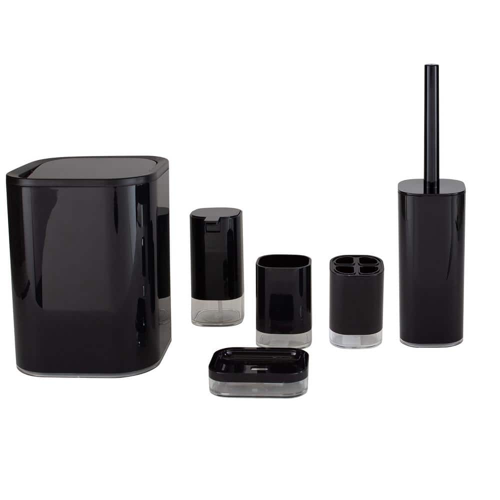 Bath Bliss 6-Piece Acrylic Bathroom Set in Black 27033-BLACK - The Home ...