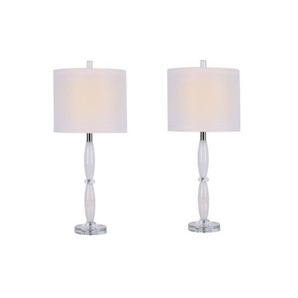 Fangio Lighting 27 in. Marble Stacked Taper Indoor Table Lamp Set with ...