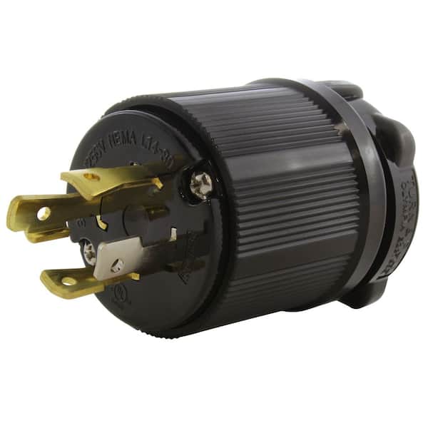 AC WORKS NEMA L14-30P 30A 125/250V 4-Prong Locking Male Plug in Black ...
