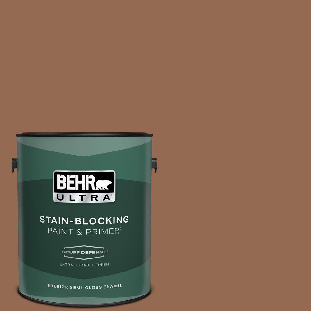 BEHR ULTRA 1 gal. #240F-6 Sable Brown Extra Durable Semi-Gloss Enamel ...