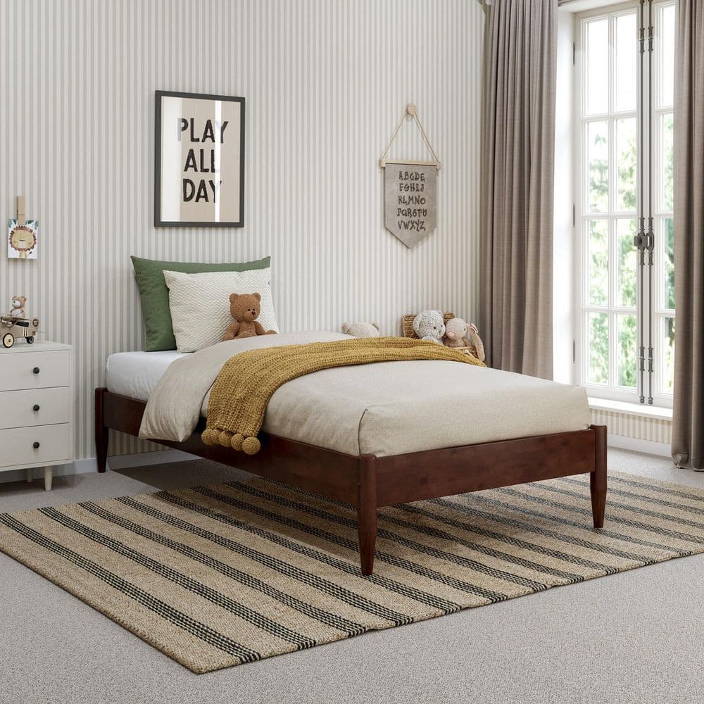 AFI Key West Basic Walnut Brown Solid Wood Frame Twin Platform Bed ...
