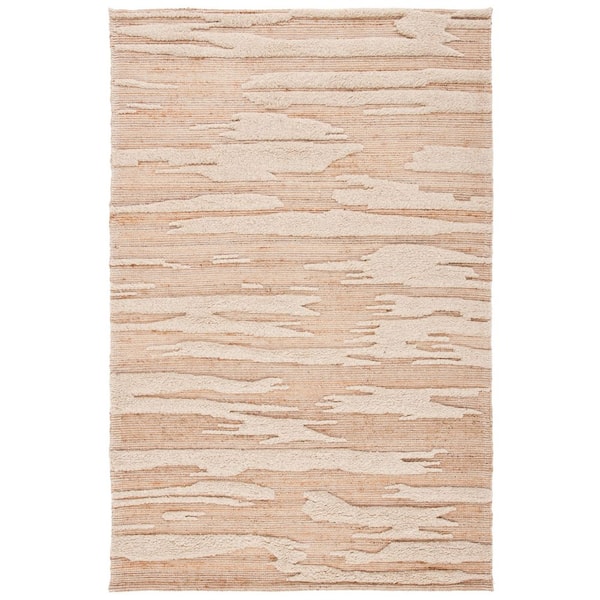 SAFAVIEH Casablanca 4 ft. x 6 ft. Natural Abstract High-Low Area Rug ...