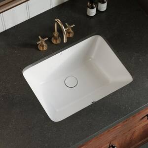 Logmey 20 in . Ceramic Rectangular Undermount Bathroom Sink in White ...