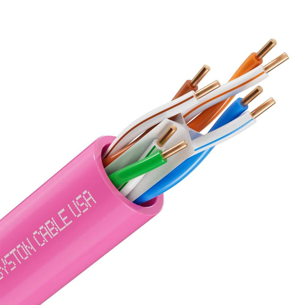 Syston Cable Technology 20 ft. Pink CAT 6E CMP 600MHz 23AWG Solid Bare ...
