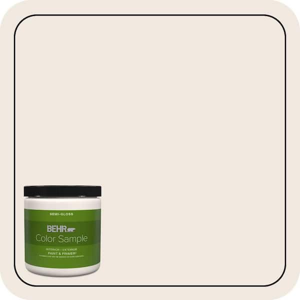BEHR PREMIUM PLUS 8 oz. #ECC-57-2 Shady White Semi-Gloss Interior ...