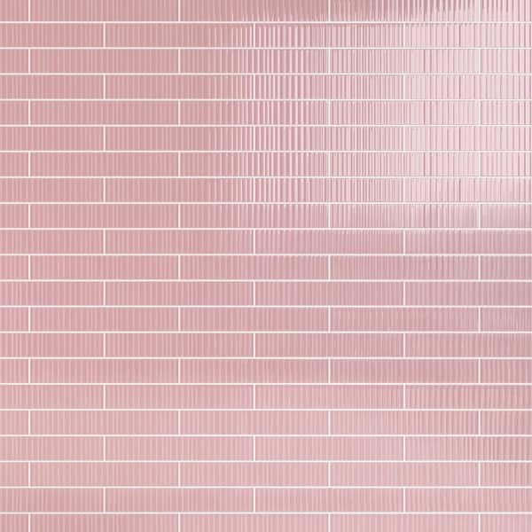 MOLOVO Nova Pink Blush Decor 1.97 in. x 11.81 in. Polished Ceramic ...