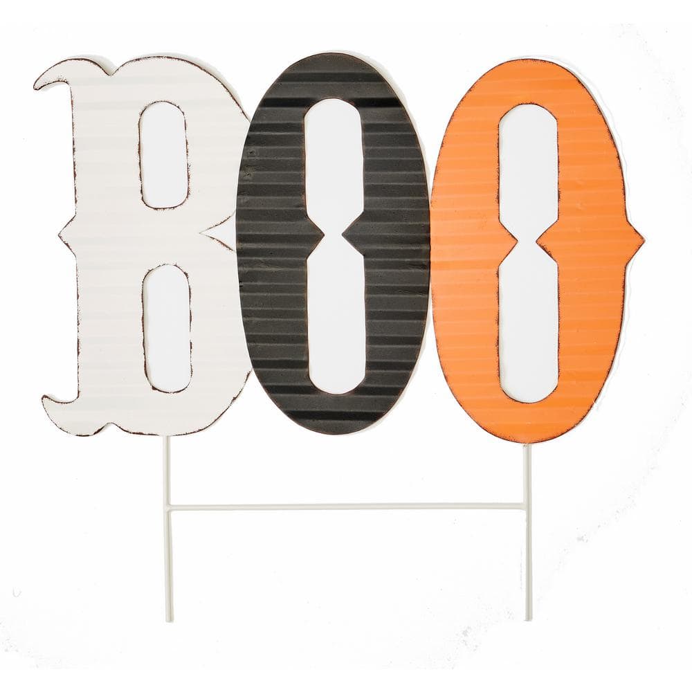 22 in. Metal Outdoor Boo Halloween Yard Stake 8430 - The Home Depot