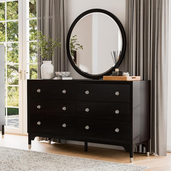 Furniture of America Forma Mid Century Black 6 Drawer 62 in. Wide ...