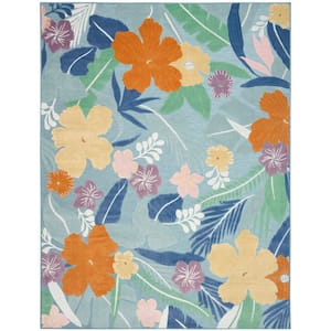 Nourison Suncoast Blue Multicolor 2 ft. x 6 ft. Floral Contemporary ...