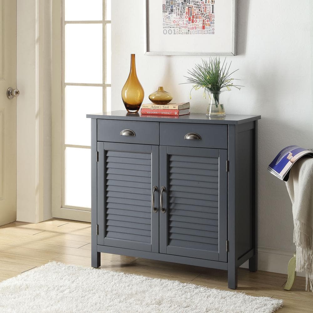 Gracie Grey Storage Cabinet with 2-Drawers and 2-Shutter Doors ...