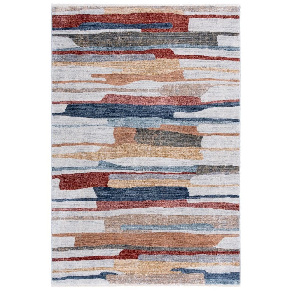 SAFAVIEH Forum 8 ft. x 10 ft. Ivory/Rust Blue Abstract Striped Area Rug ...