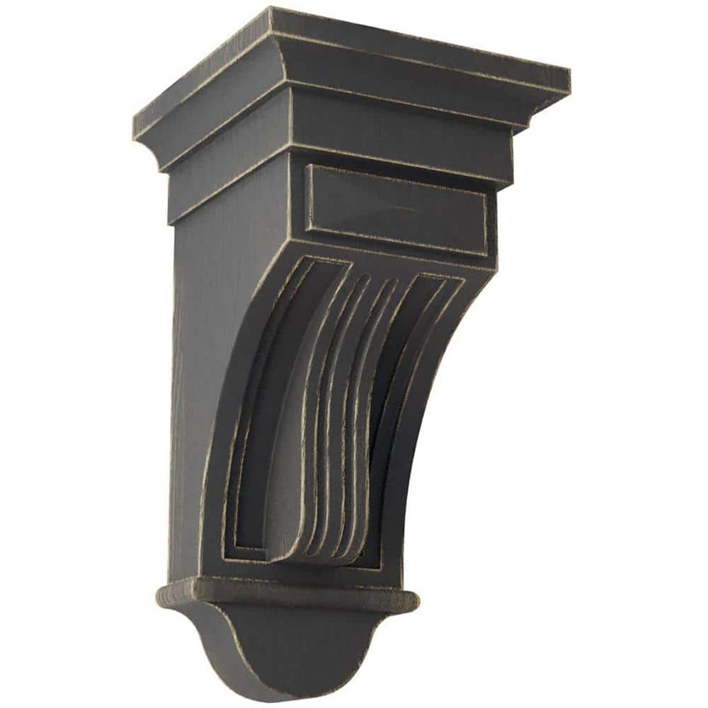Ekena Millwork 6-1/2 in. x 12 in. x 6-1/2 in. Black Raised Fluting Wood ...