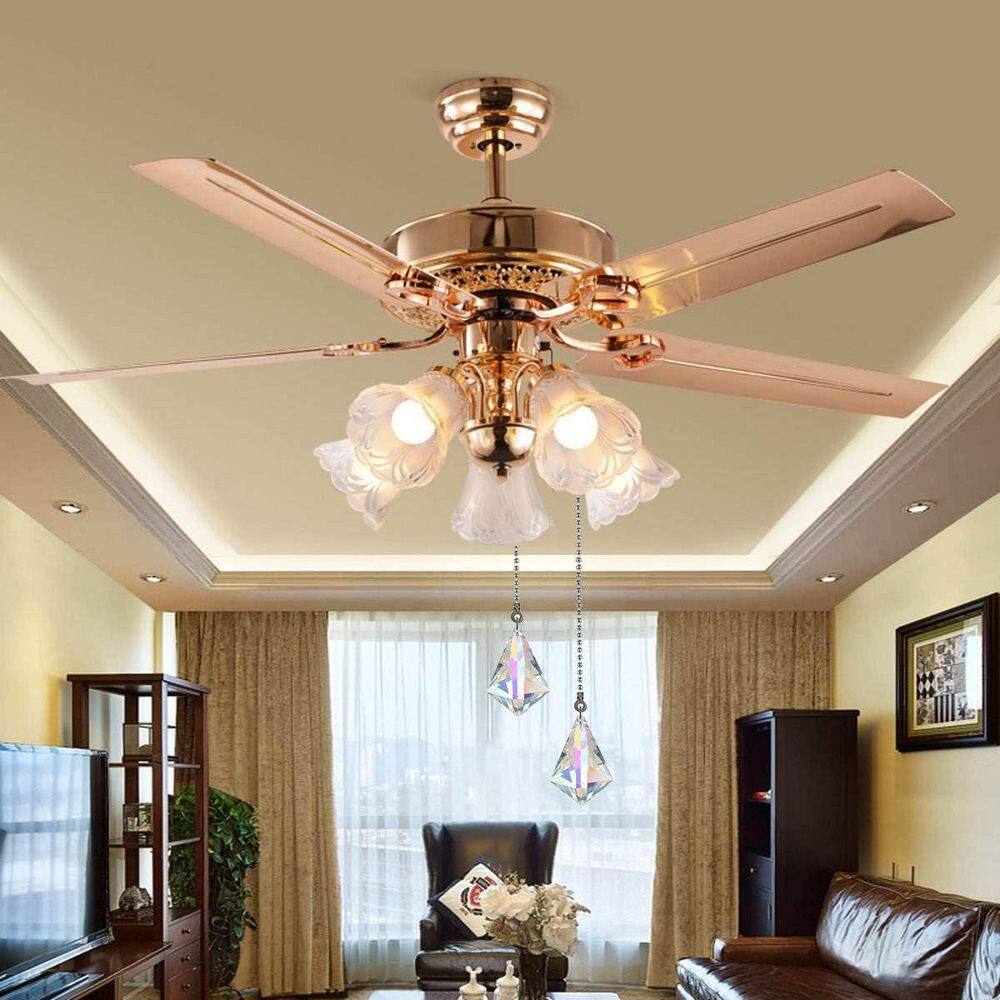 phyfalip Crystal AB Coating 21 in. Ceiling Fan Pull Chains with ...