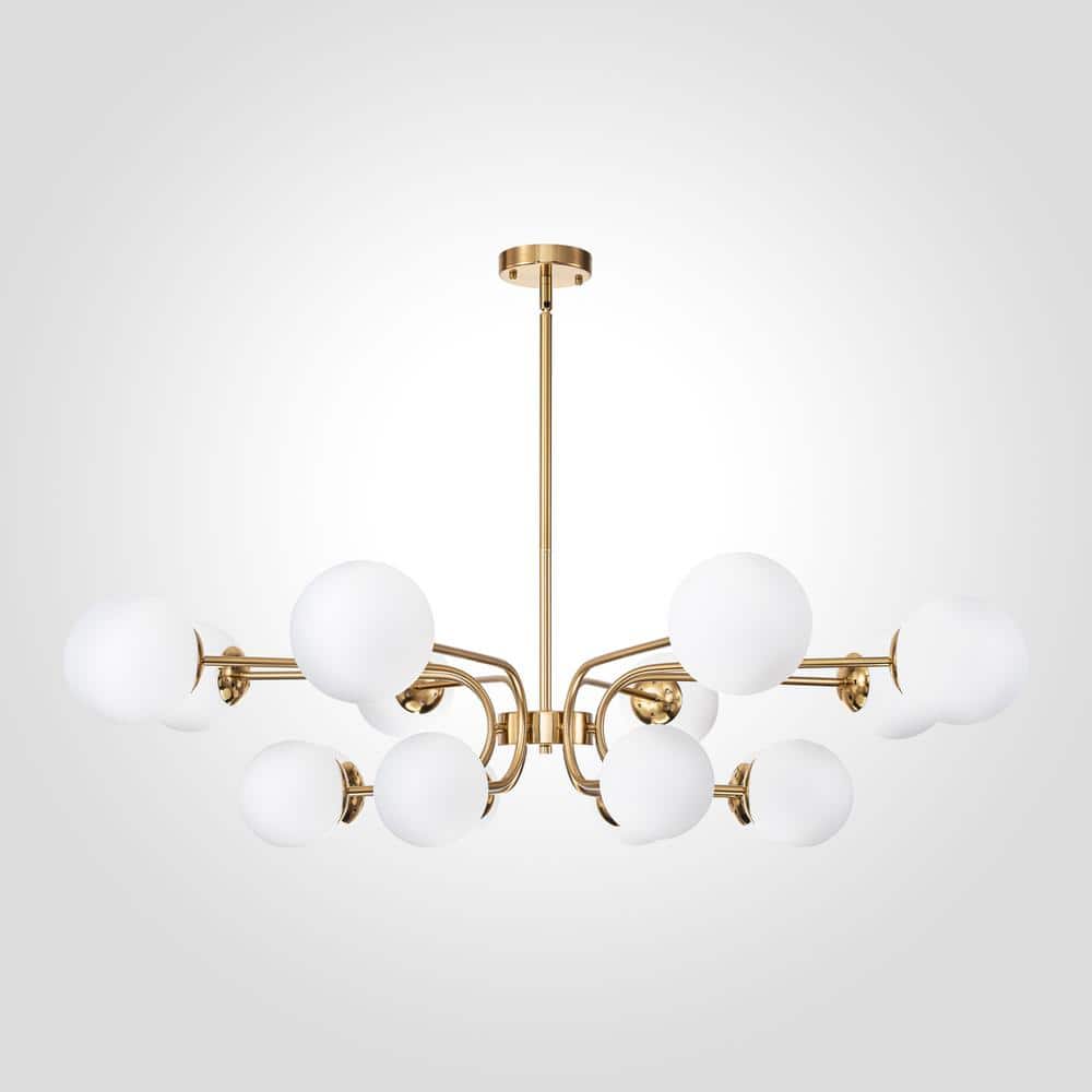 Rennnsan Daniel 16-Light Brushed Gold Contemporary 2-Tiers Sputnik ...