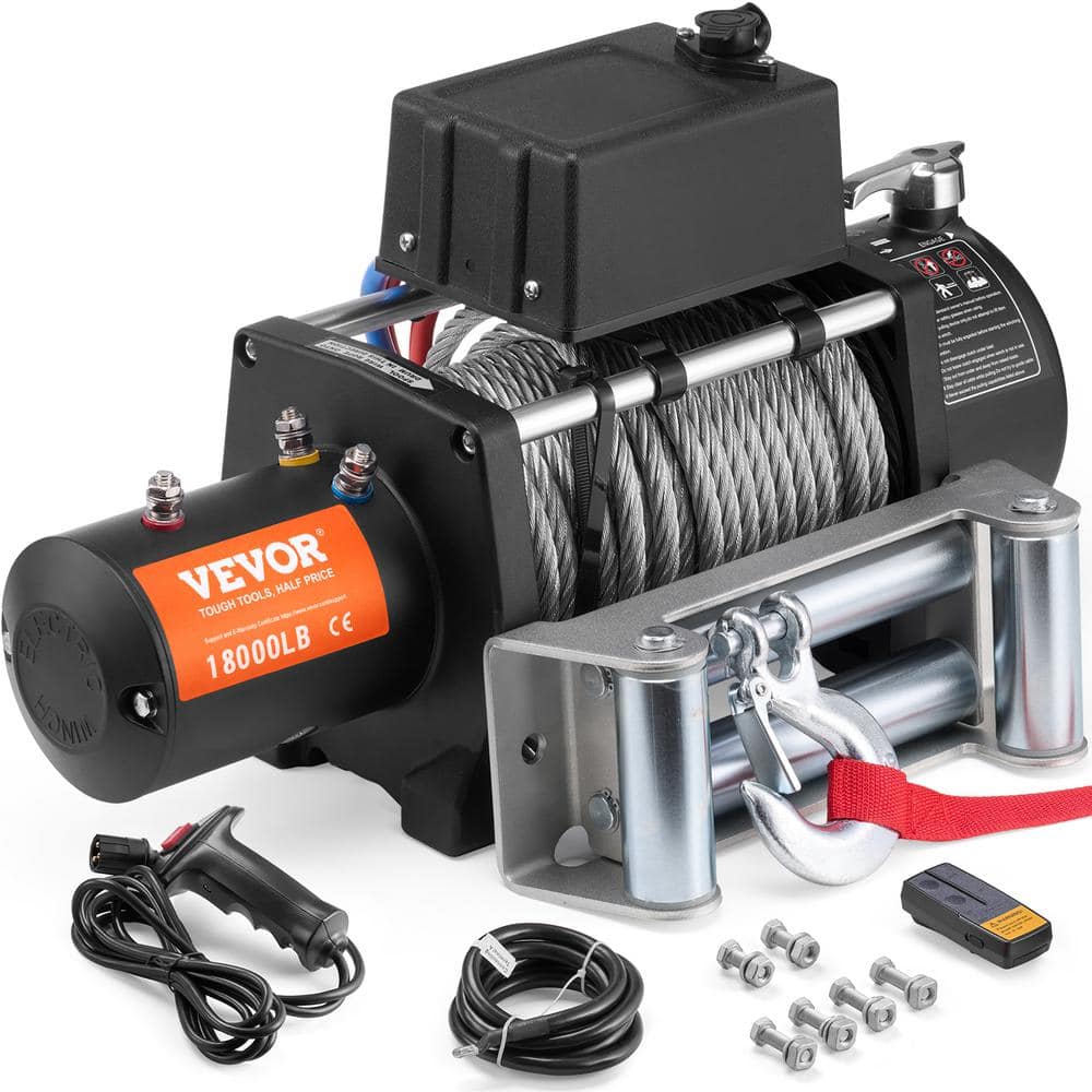 VEVOR Electric Winch, 18,000 lbs., 12V DC Truck Winch with Φ7/16 in. x ...