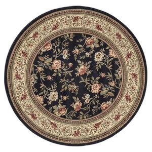 Concord Global Trading Ankara Floral Border Black 8 ft. Round Area Rug ...
