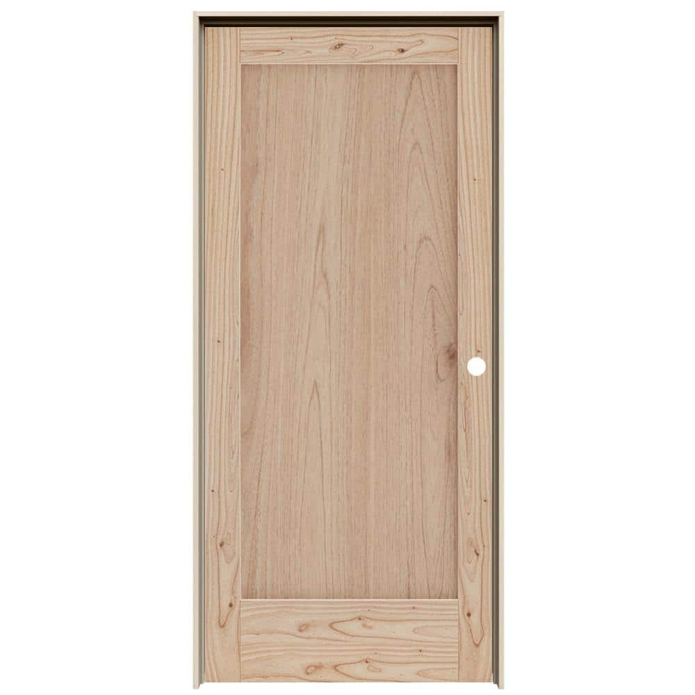 JELD-WEN MODA Rustic 28 in. x 80 in. Left-Hand Natural Unfinished Wood ...