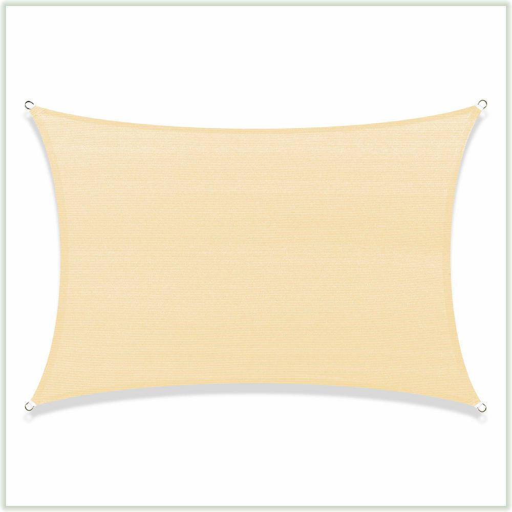 COLOURTREE 10 ft. x 13 ft. 190 GSM Beige Rectangle Sun Shade Sail ...