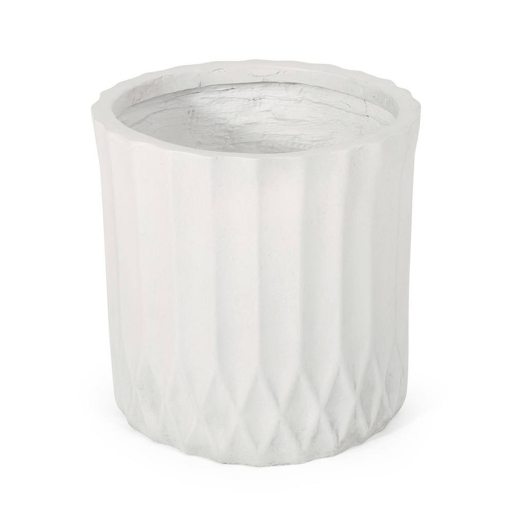 Noble House Gilmanton 10 in. Tall Antique White Concrete Outdoor Patio ...