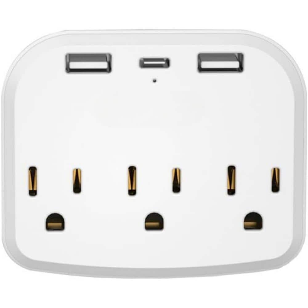 Vrbgify 3-Outlets with 3-USB Ports and 1-Type C, Multi Plug Socket ...