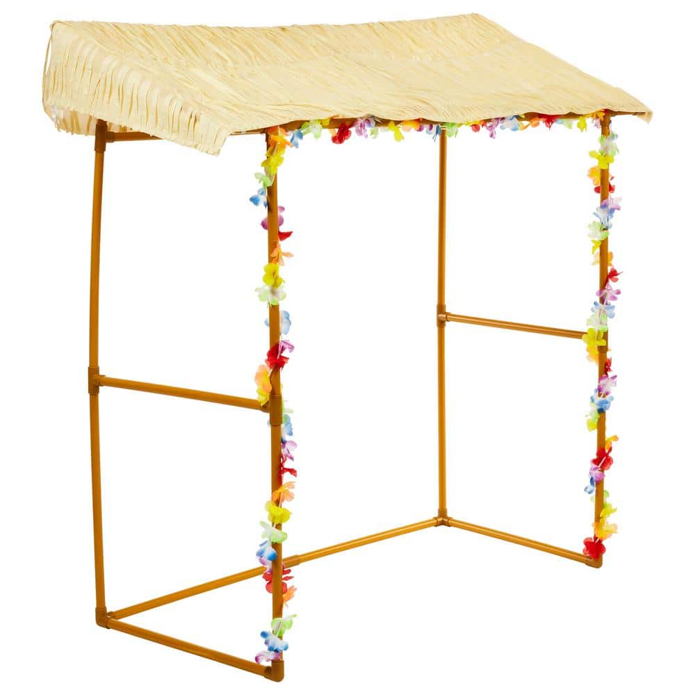 Amscan 53 in. x 52 in. Multi-color Plastic Tabletop Tiki Bar Hut 244056 ...