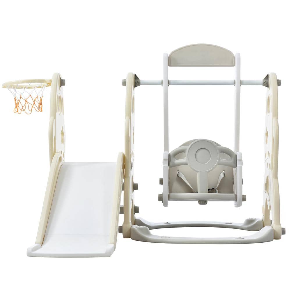 YOFE Yellow 3-in-1 HDPE Indoor/Outdoor Playground Playset Kids Swing ...