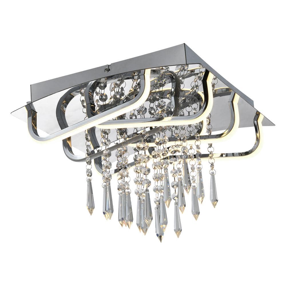 Maxax Sonoma 4-Light 13 in. Chrome square Integrated LED Semi-Flush ...