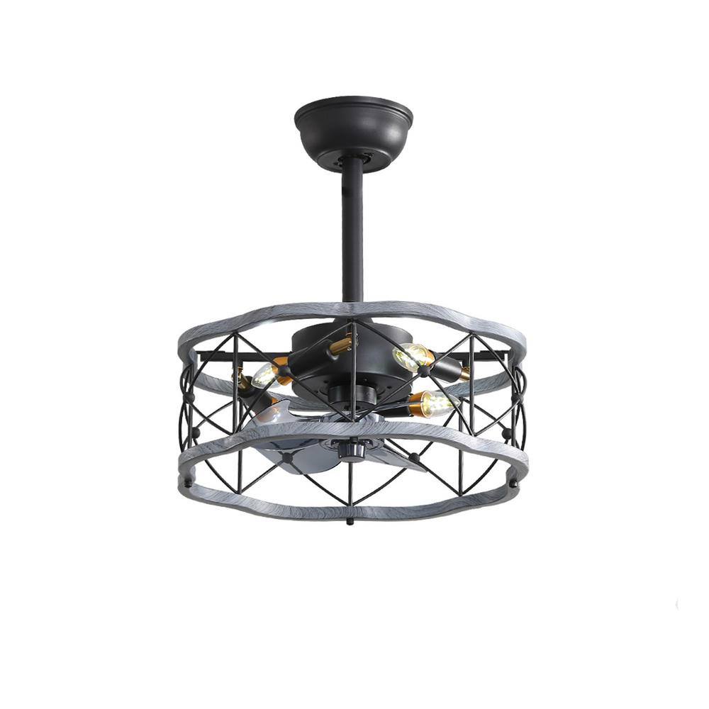 Tidoin 18 in. W LED 4-Light Indoor Gray Smart Ceiling Fan Chandelier ...
